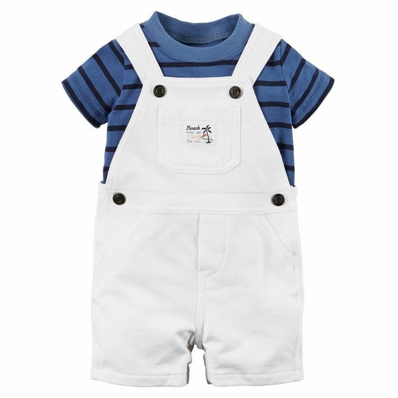 Carter's | Matching Sets | Carters White Soft Shortalls Overalls Set ...